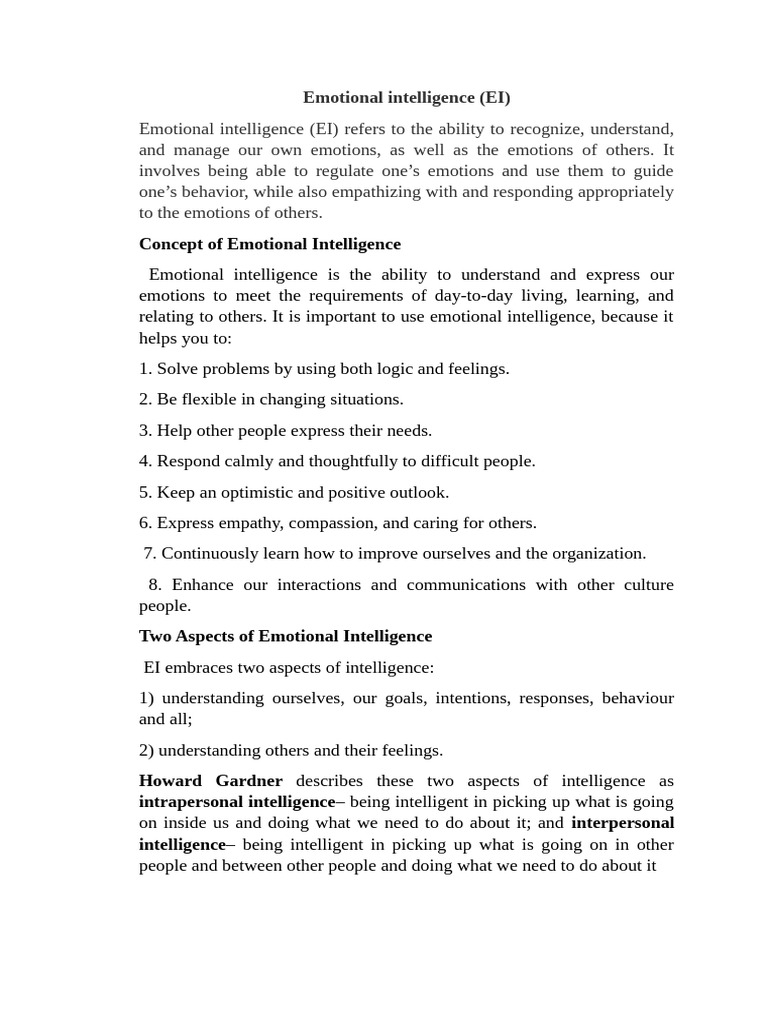 Emotional Intelligence Notes | PDF | Emotional Intelligence | Emotions