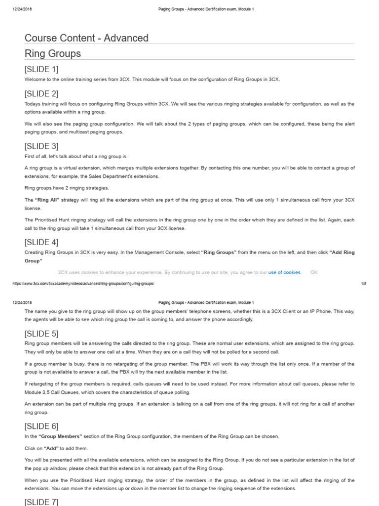 Paging Groups - Advanced Certification Exam, Module 1 | PDF | Port ...