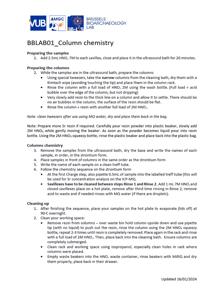 Strontium Column Chemistry Procedure | PDF