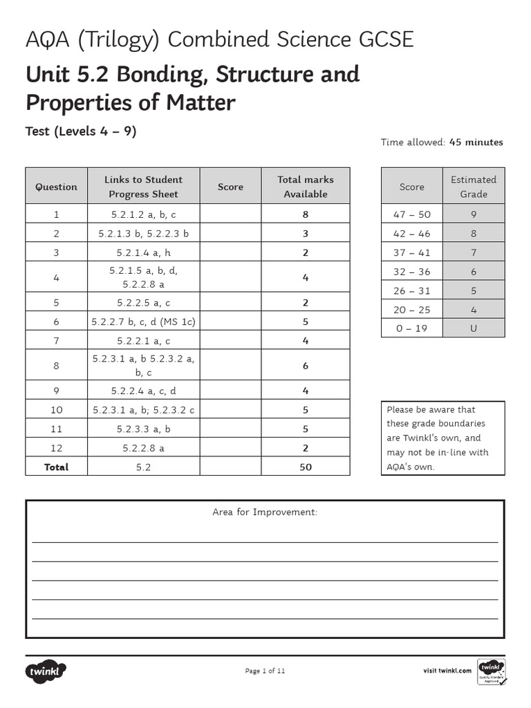 GCSE Combined Science: Bonding Test | PDF | Chemical Bond | Ionic Bonding