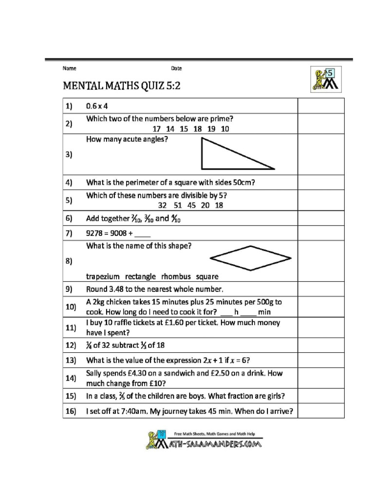 Maths Worksheet | PDF