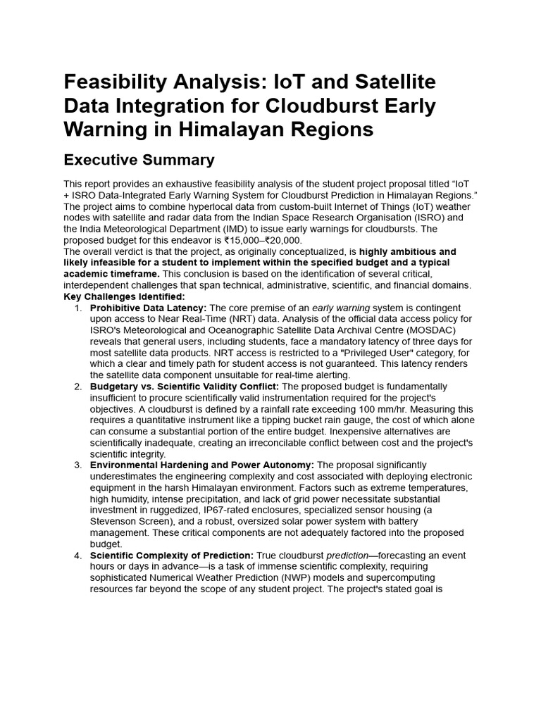 IoT-Satellite Integration for Cloudburst Alerts | PDF | Weather ...