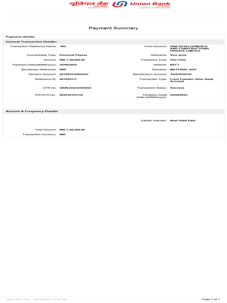 Payment Summary: Payment Details General Transaction Details | PDF