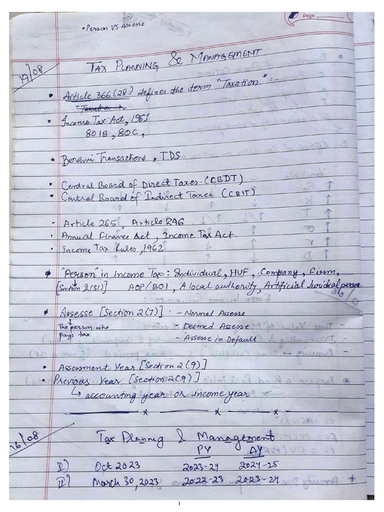 Tax Planning Notes | PDF