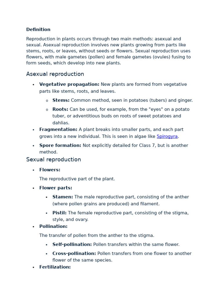 Class 7 Science Reproduction | PDF