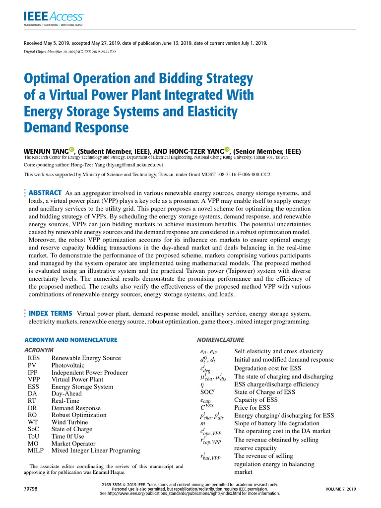 VPP Bidding Strategy with Energy Storage | PDF | Electric Power | Power ...