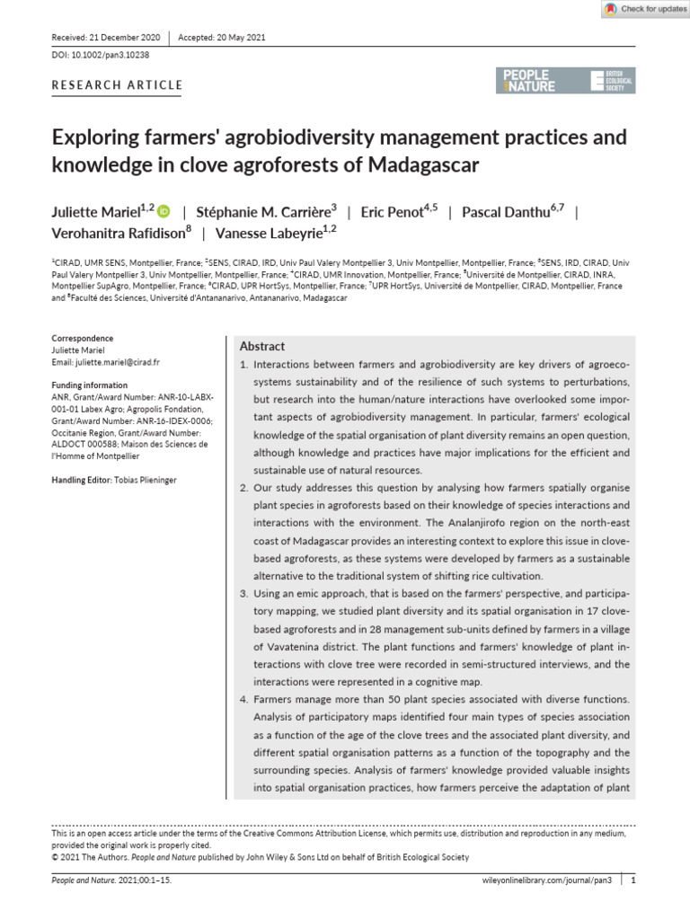 Mariel Et Al. - Exploring Farmers - Agrobiodiversity Management Pra ...