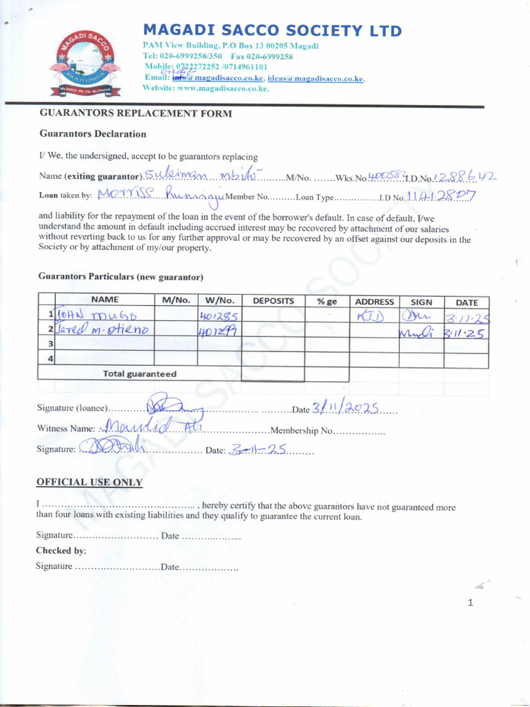 Guarantors Replacement Form | PDF