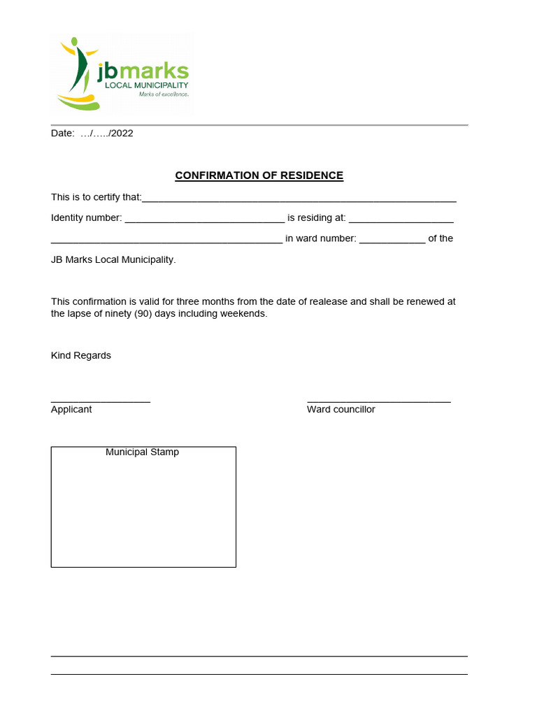 Confirmation of Residence Document | PDF