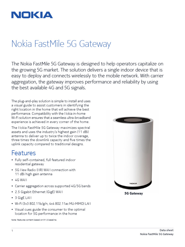 Nokia Fastmile 5g Gateway | PDF | Ieee 802.11 | Wi Fi