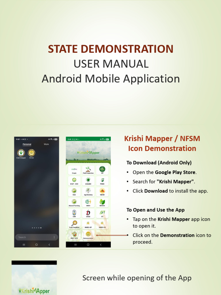 State Demonstration Manual For Krishi Mapper NFSNM | PDF | Mobile App ...