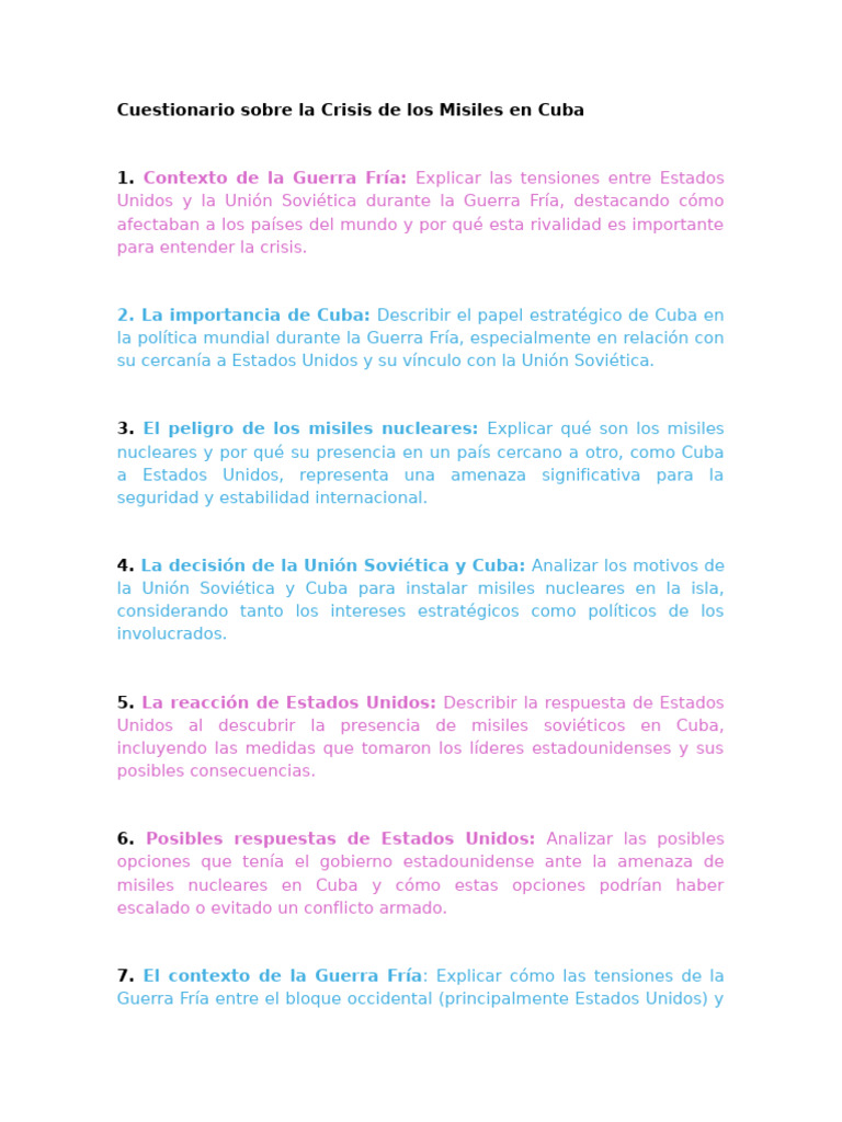 Crisis de Los Misiles en Cuba Rojas Guerra | PDF | Guerra Fría | Crisis ...