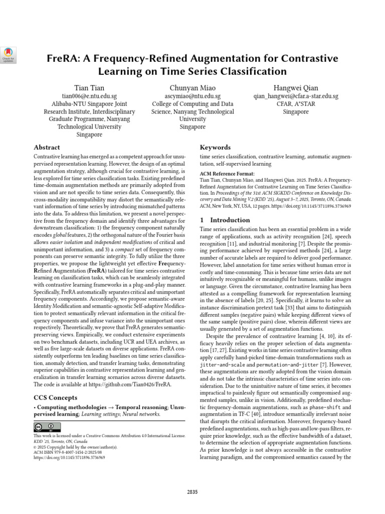 FreRA A Frequency-Refined Augmentation For Contrastive Learning On Time Series Classification ...