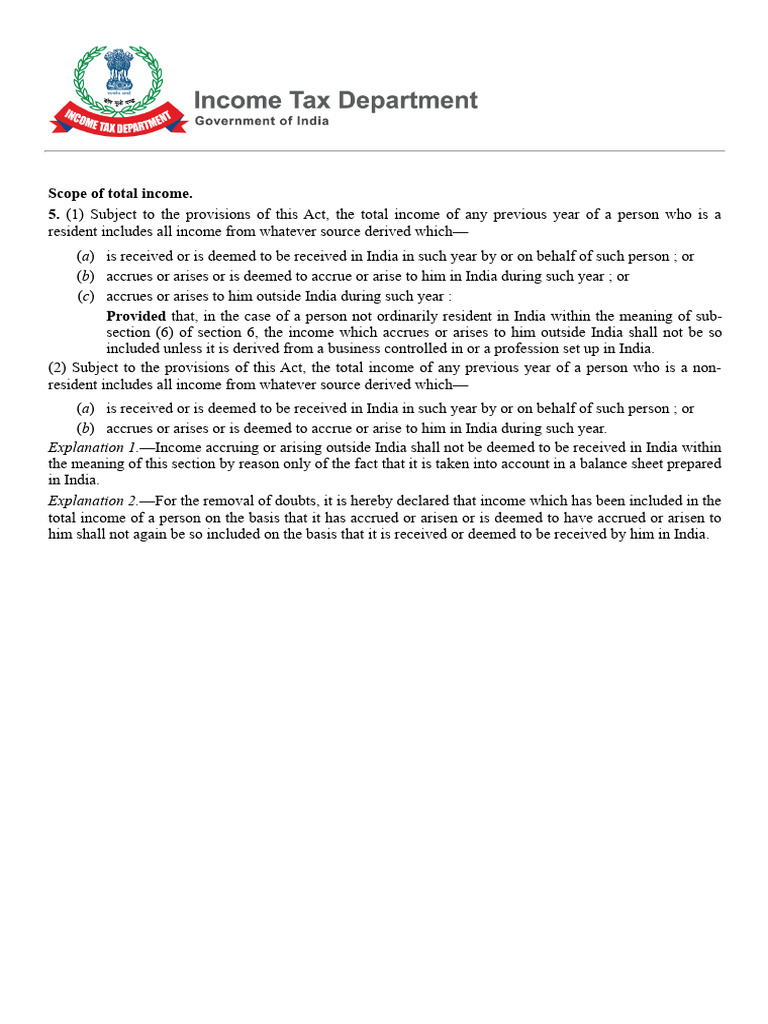 Scope of Total Income. 5 | PDF