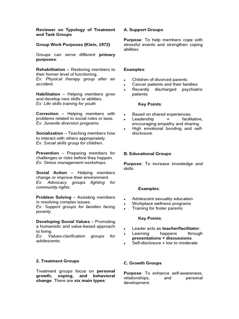 Treatment vs. Task Groups Explained | PDF | Social Psychology ...