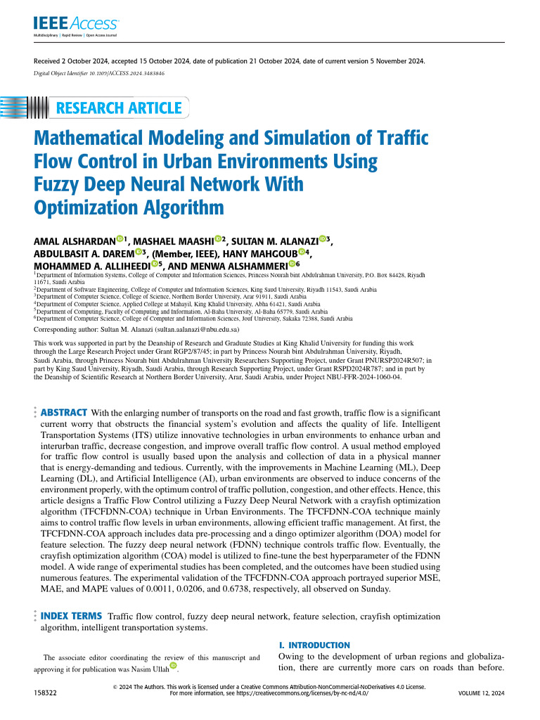 Mathematical Modeling and Simulation of Traffic Flow Control in Urban Environments Using Fuzzy ...
