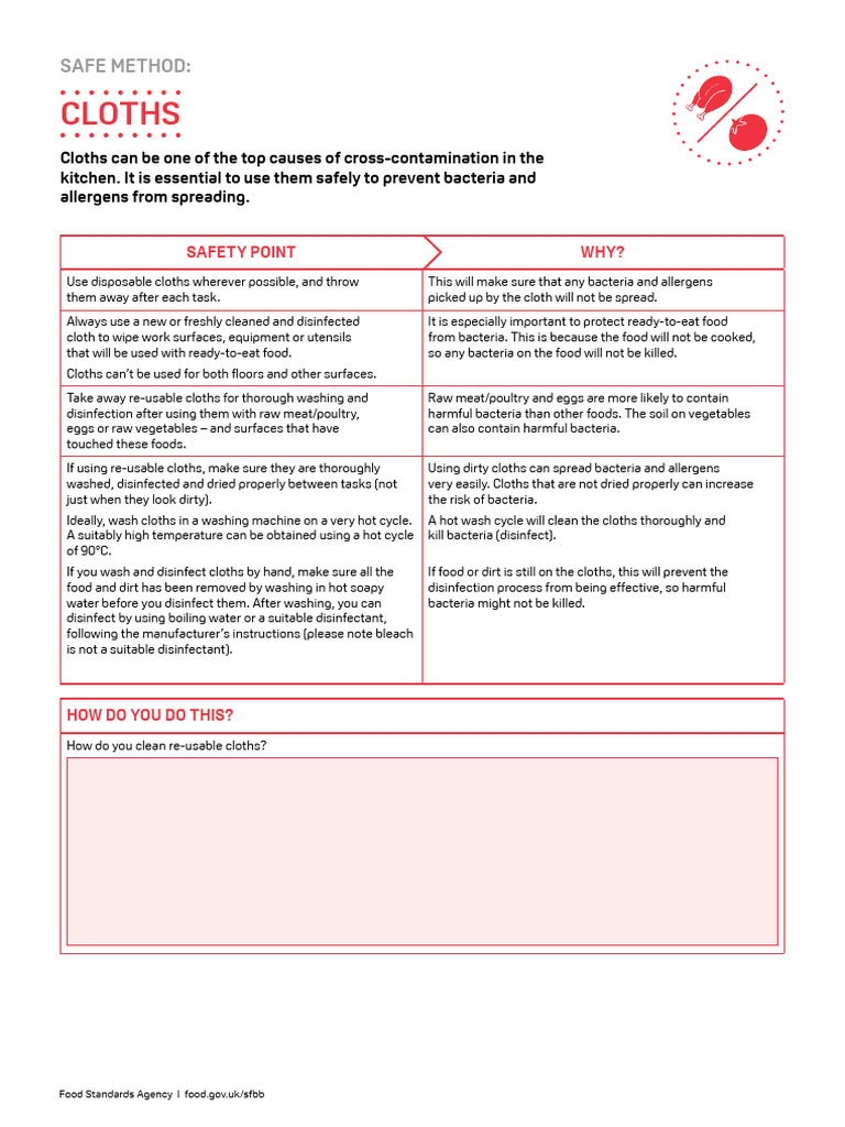 Fsa SFBB Chinese Cuisine Cross Contamination Cloths | PDF | Home | Food ...