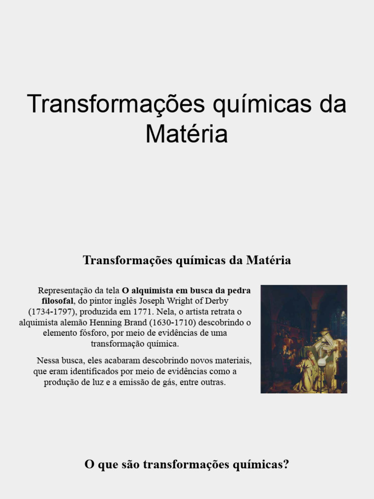 Transformações Químicas da Matéria | PDF