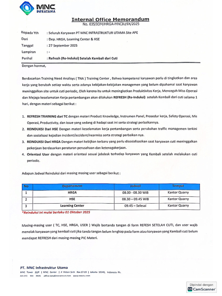 Internal Office Memorandum | PDF