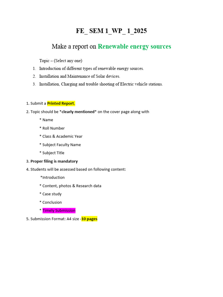 Make A Report On: FE - SEM 1 - WP - 1 - 2025 | PDF