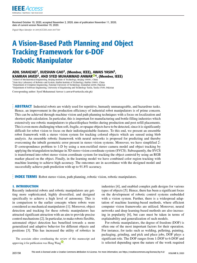 A Vision-Based Path Planning and Object Tracking Framework For 6-DOF ...
