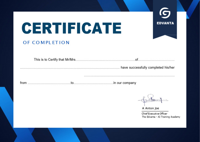 Edvanta Internship Completion Certificate | PDF