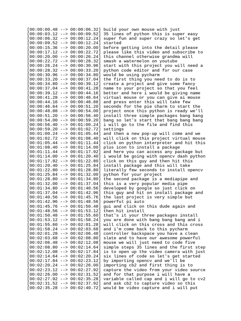 Finger Controlled Mouse Transcript | PDF | Cursor (User Interface) | Computing