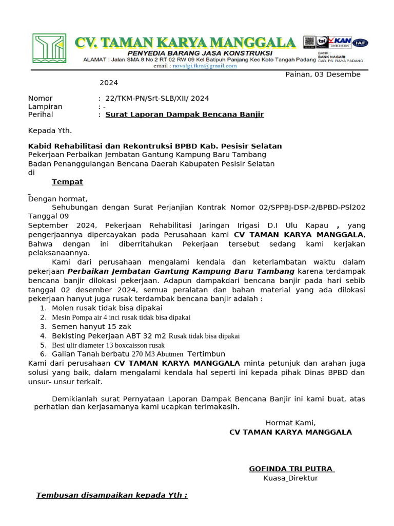 Surat Bencana Banjir 2 | PDF
