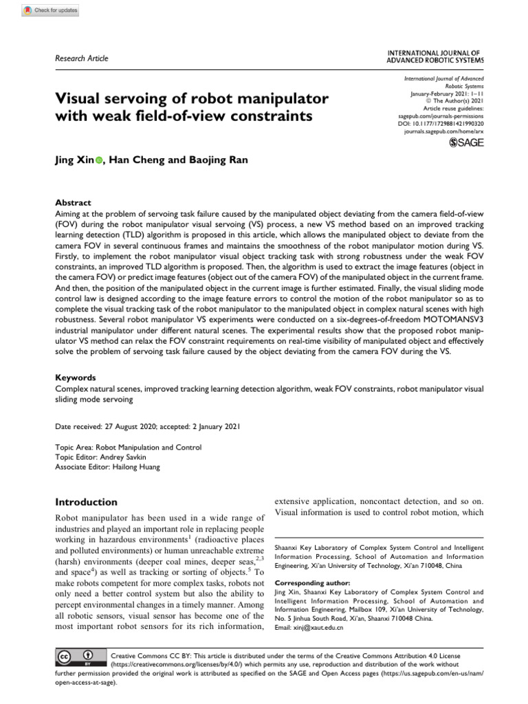 Visual Servoing of Robot Manipulator With Weak Field of View ...