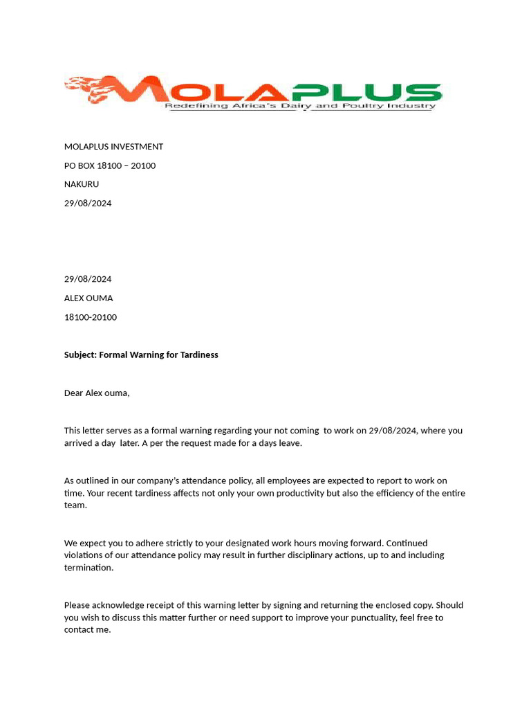 Alex Warning Letter | PDF