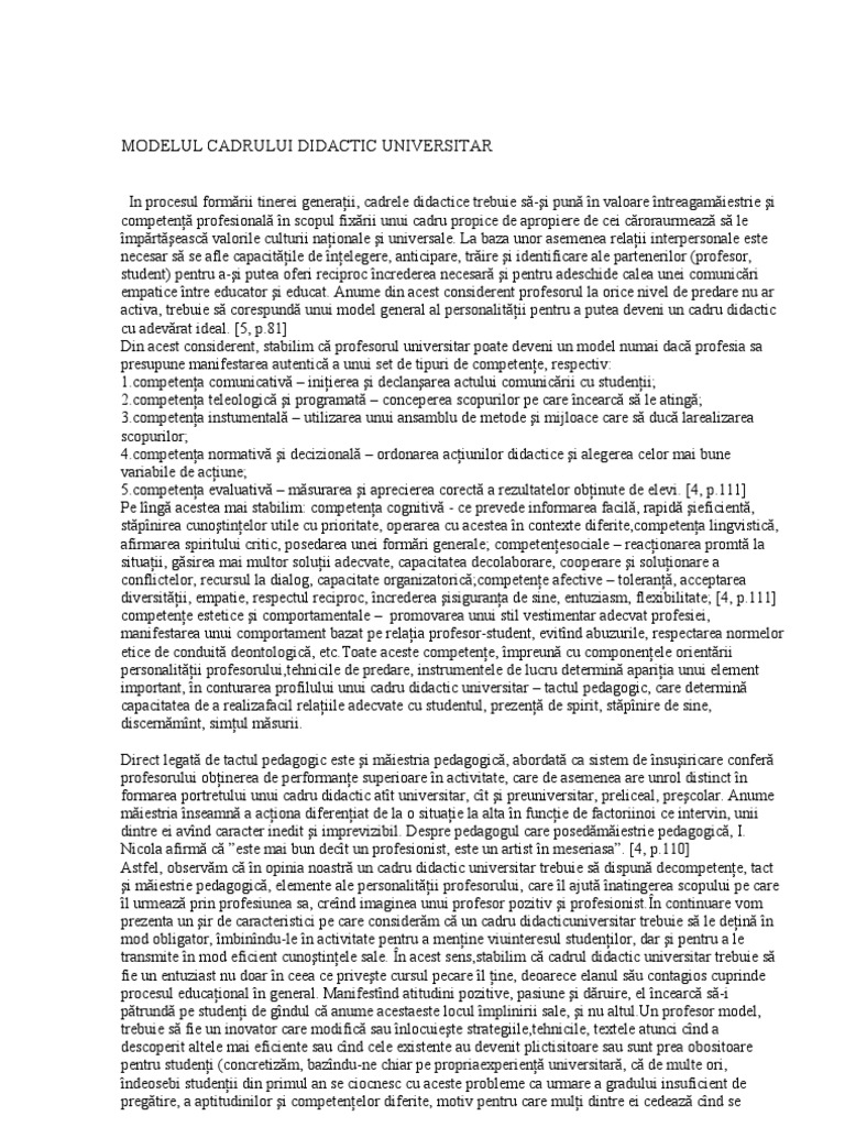 Modelul Cadrului Didactic Universitar | PDF