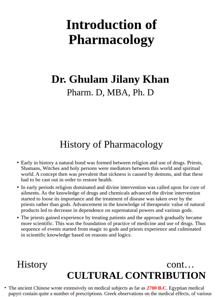 History and Branches of Pharmacology | PDF | Pharmacology | Medicinal ...