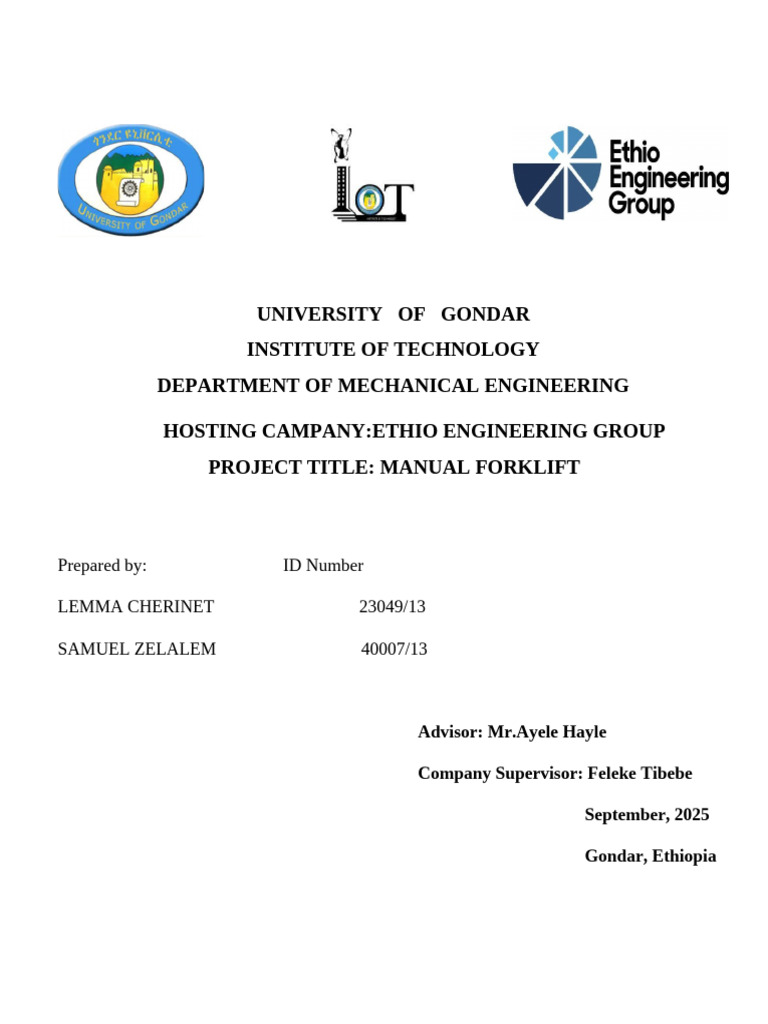 Lemma and Samuel Project and Report | PDF | Forklift | Strength Of ...