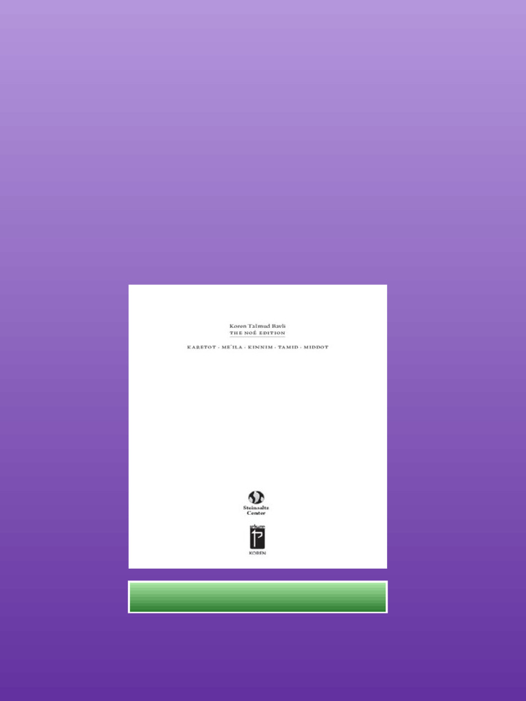 Koren Talmud Bavli V 41 Keritot Meila Tamid English Hebrew And English Edition Noe Adin ...