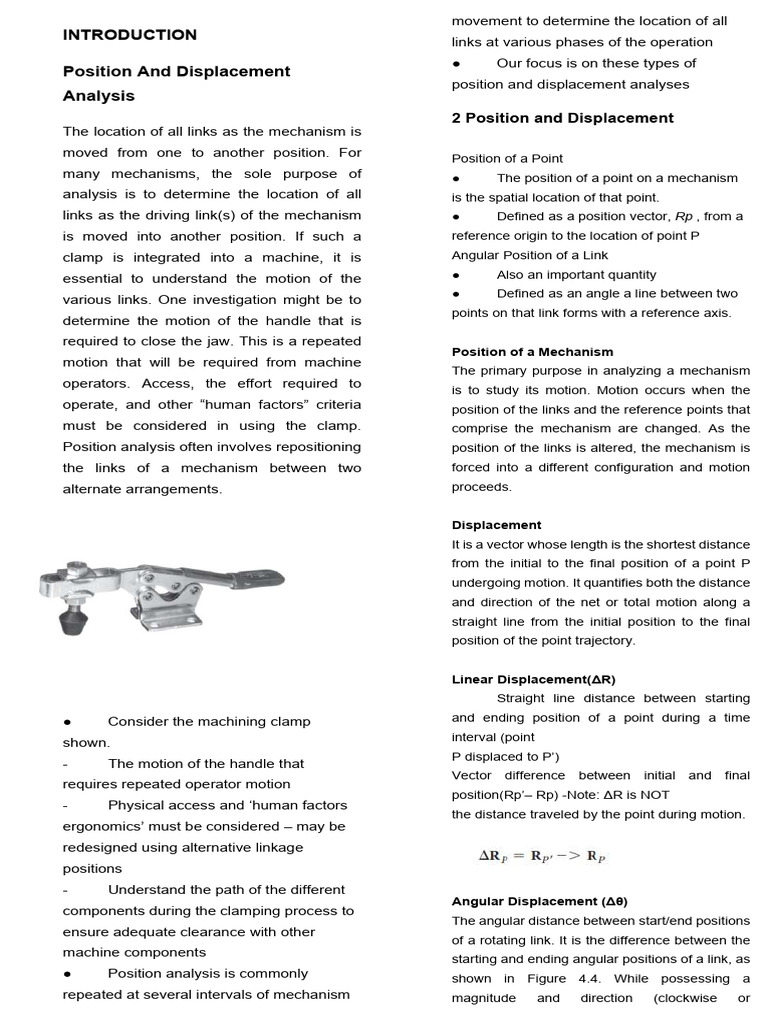 Displacement Analysis and Mechanism Design | PDF | Kinematics | Geometry