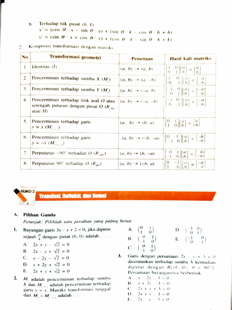 Transformasi Geometri: Refleksi dan Rotasi | PDF