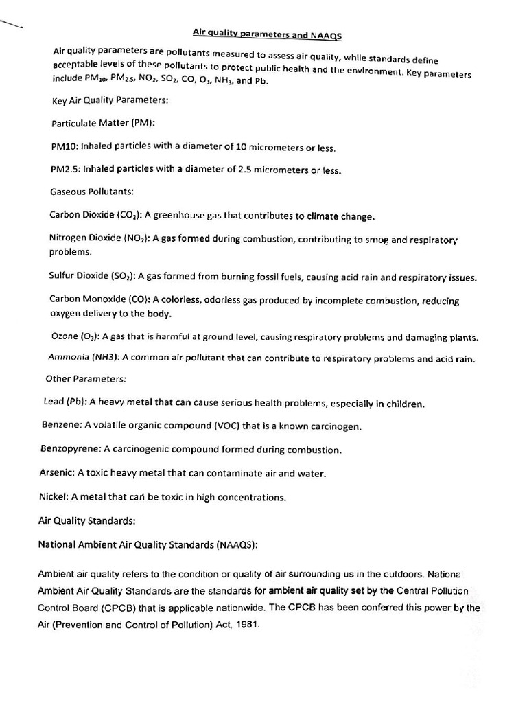 Air Quality Parameters and Control | PDF