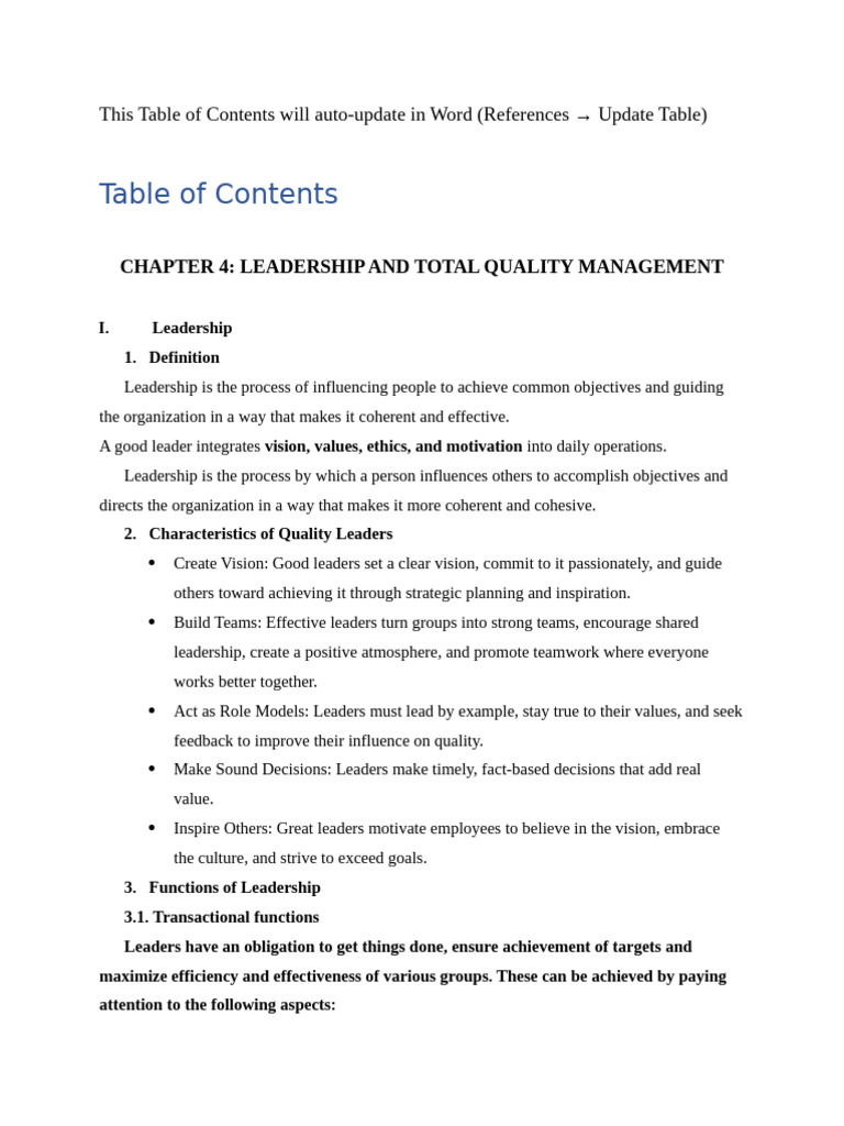 Leadership and Quality Management Insights | PDF | Corporate Social ...