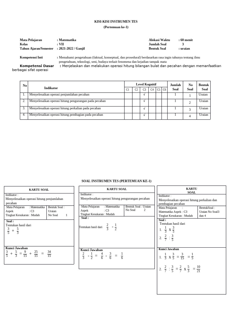 Instrumen Penilaian On 7 | PDF