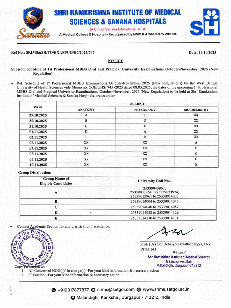 MBBS 1st Prof Exam Schedule 2025 | PDF | Medical Education | Vocational ...