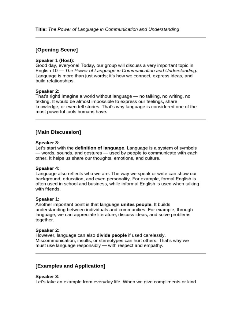 The Power of Language in Communication and Understanding | PDF ...