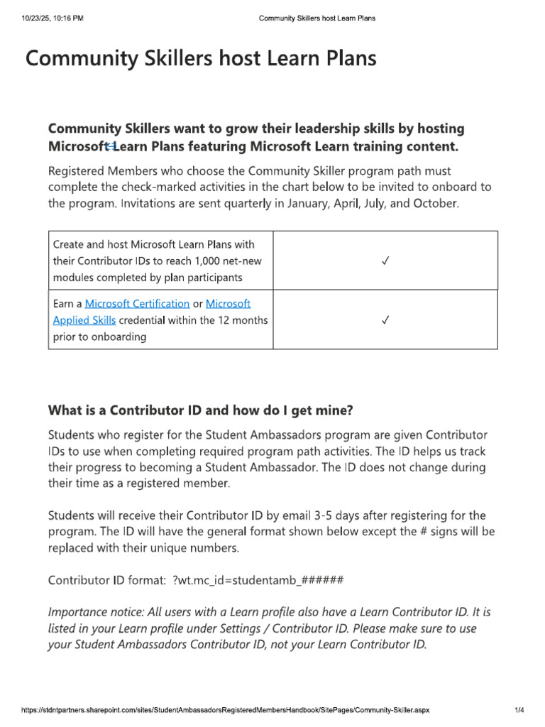 Community Skillers Program Path | PDF