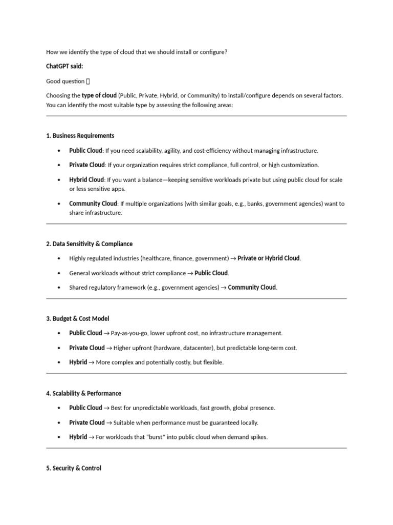 Choosing the Right Cloud Type Guide | PDF | Cloud Computing | Scalability