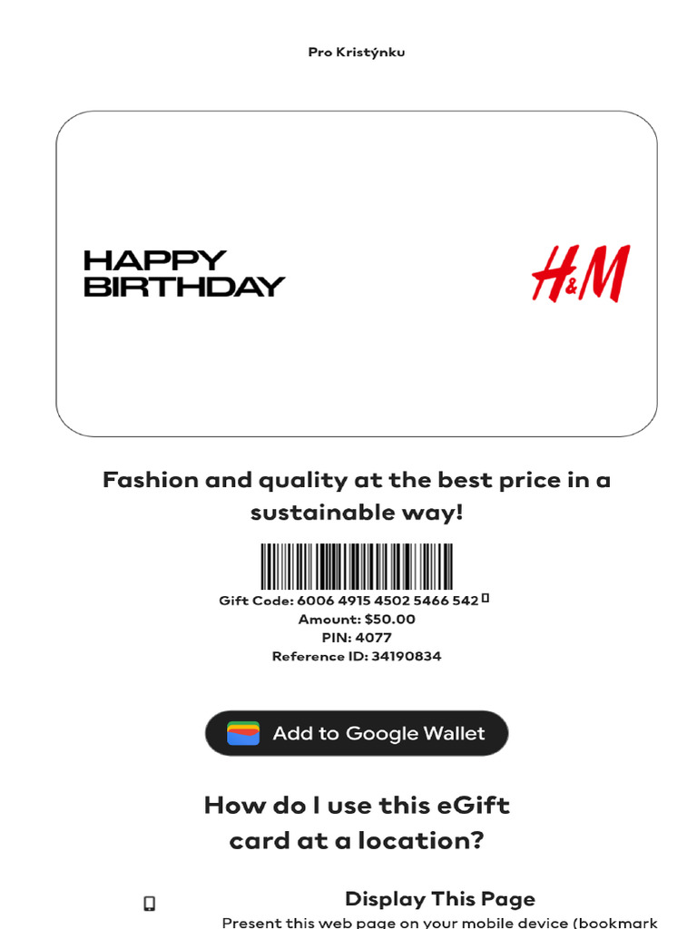 HM Gift Card | PDF