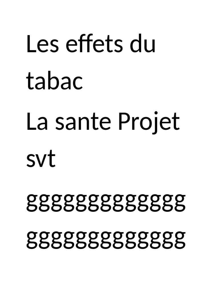 Les Effets Du Tabac La Sante Projet SVT GGGGGGGGGGGGG GGGGGGGGGGGGG | PDF