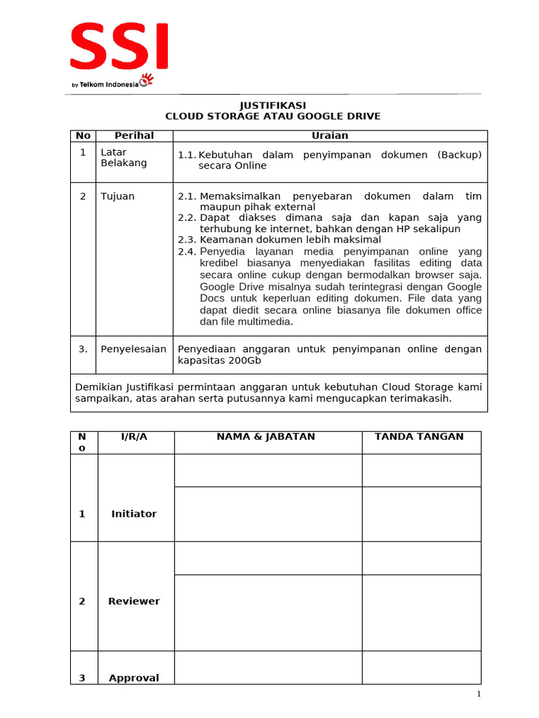 Justifikasi Cloud Storage | PDF