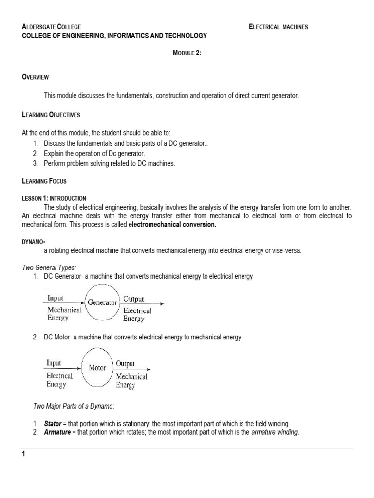 DC Generators: Principles and Construction | PDF | Electric Generator ...