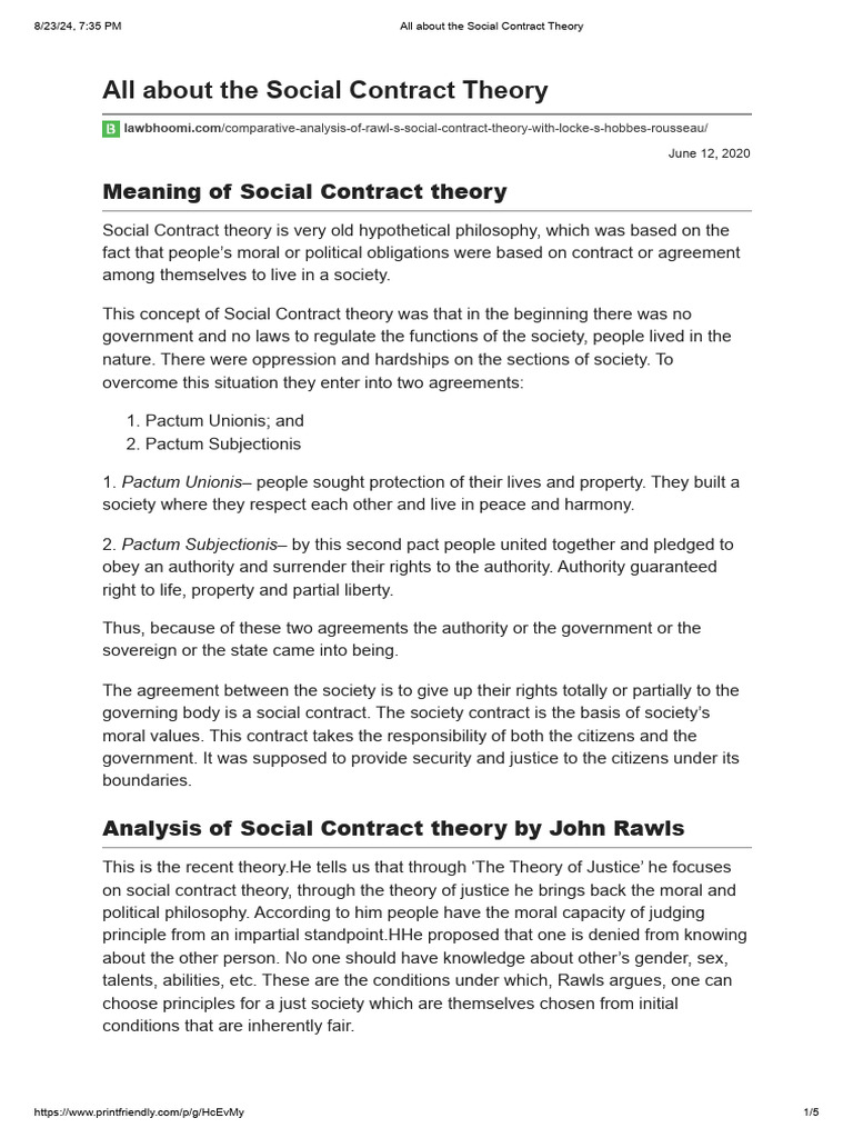 Social Contract Theory Explained | PDF | Social Contract | Justice