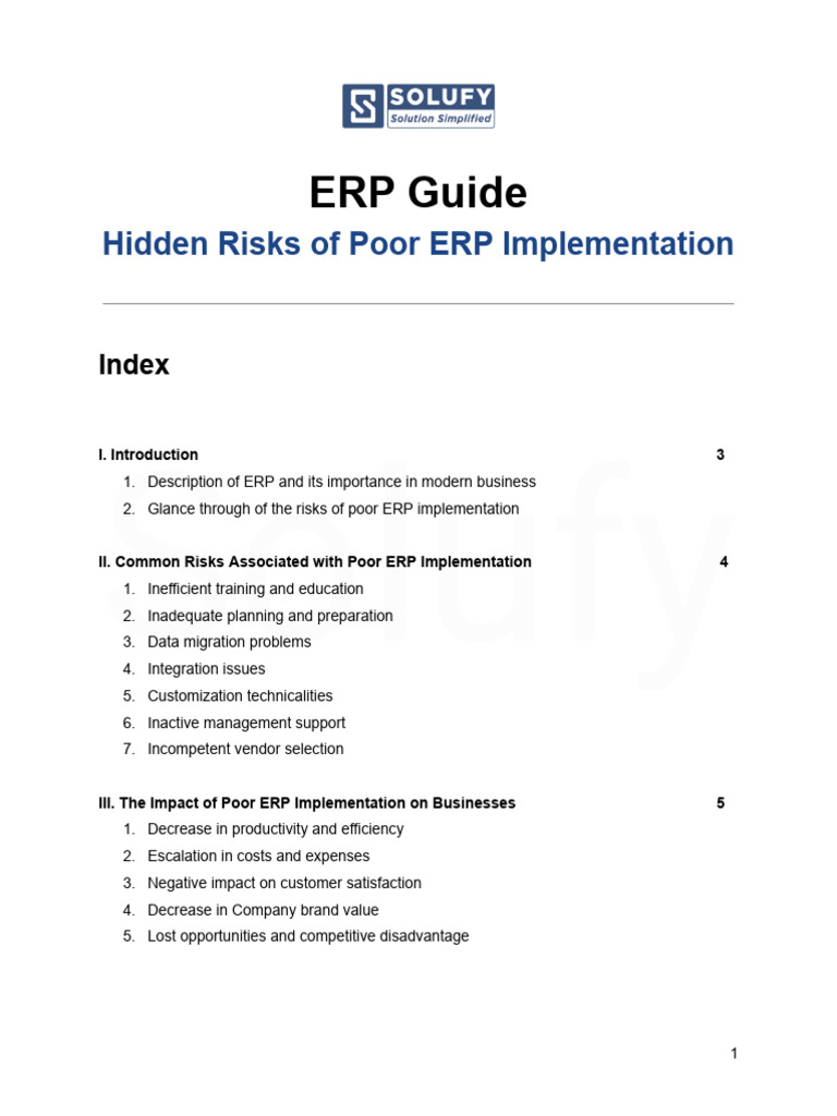 Hidden Risks of Poor ERP Implementation 6 | PDF | Enterprise Resource ...