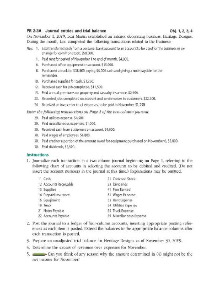 Instructions For Entries and Journalizing | PDF
